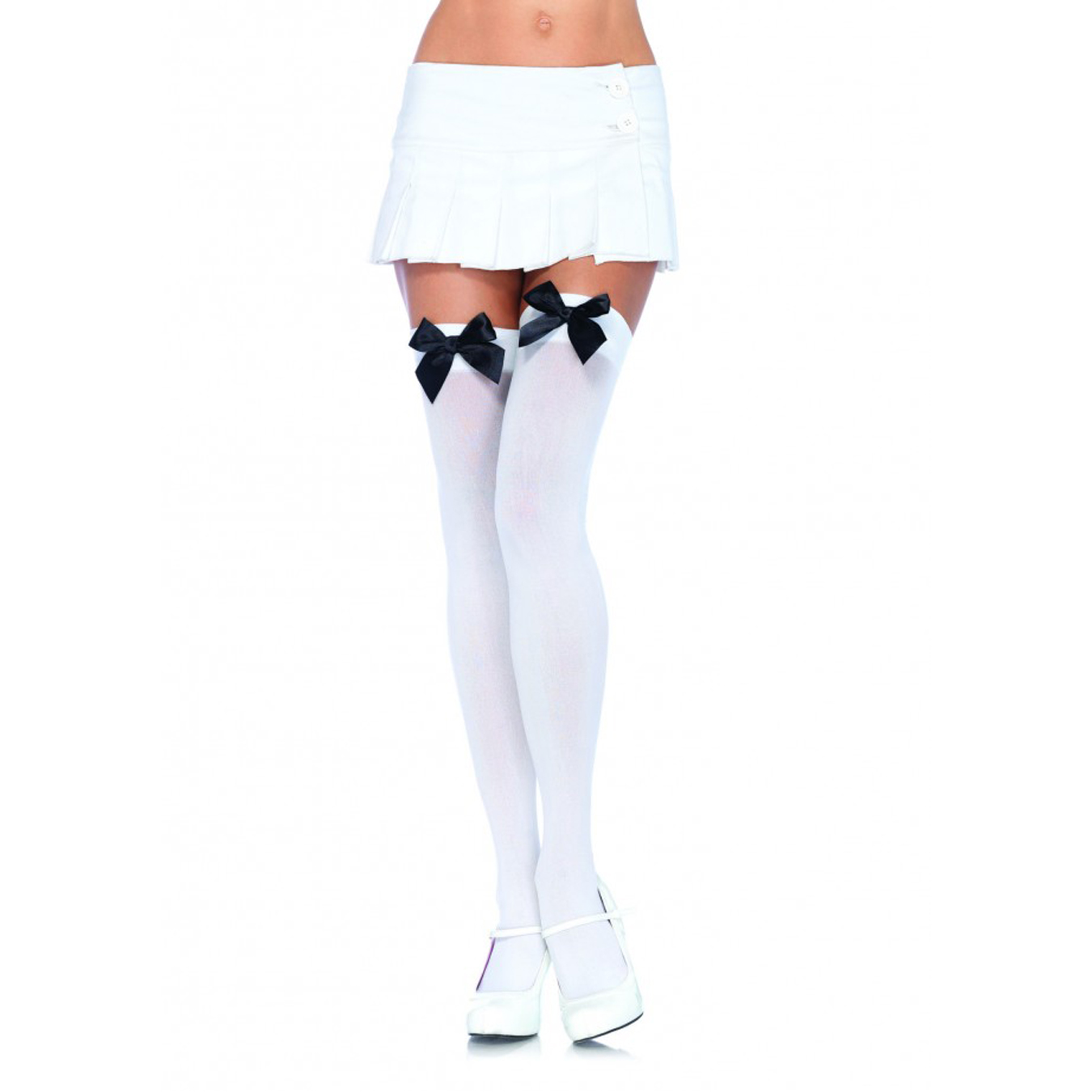 Leg Avenue Opaque Thigh Highs With Satin Bow Accent Womens Girls Sexy