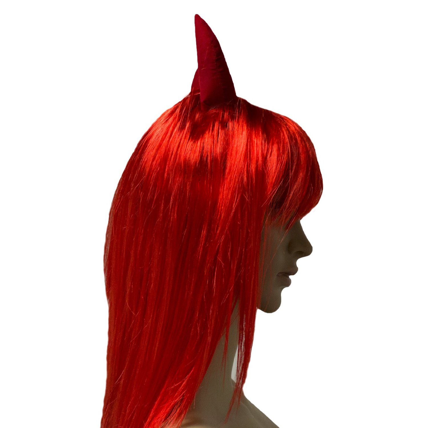 Red Demona Wig Horns Long Devil Costume Accessory Womens Halloween